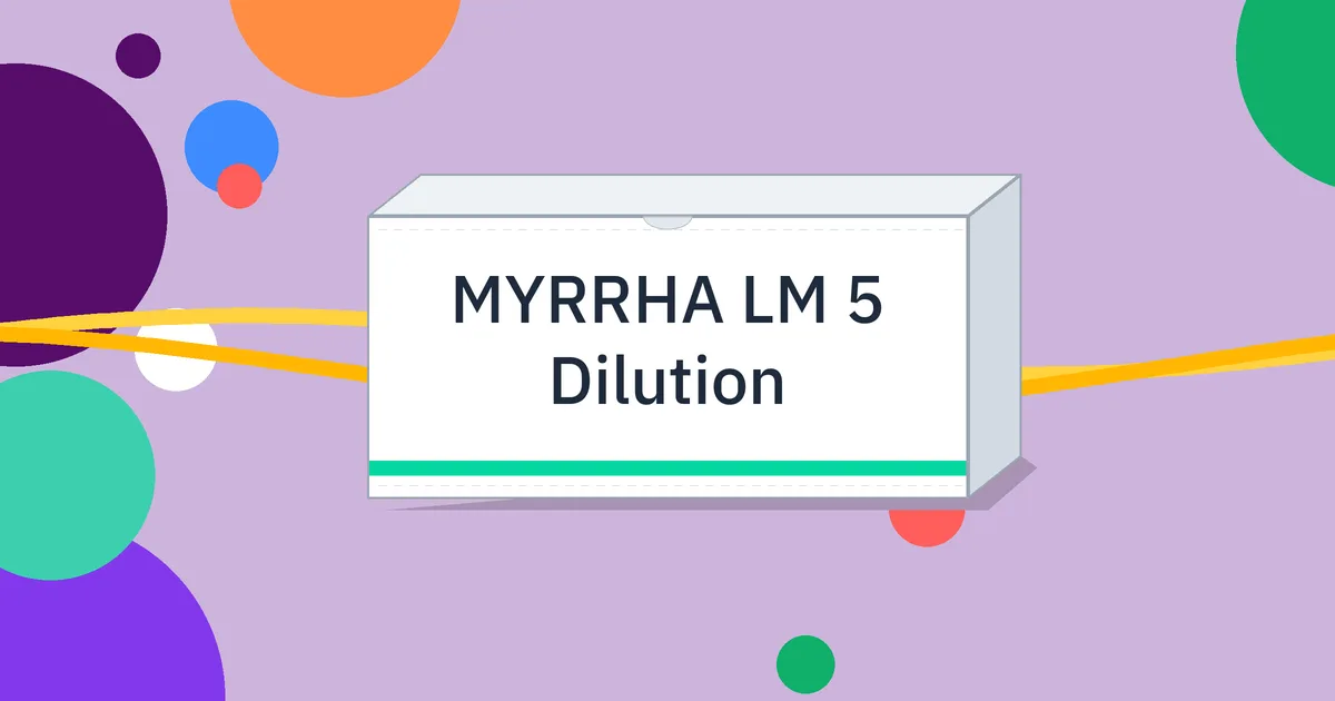 Symbolbild: Packung mit der Aufschrift MYRRHA LM 5 Dilution (PZN 12957499) – Verfügbarkeit und Bezug in Apotheken in Frankfurt am Main