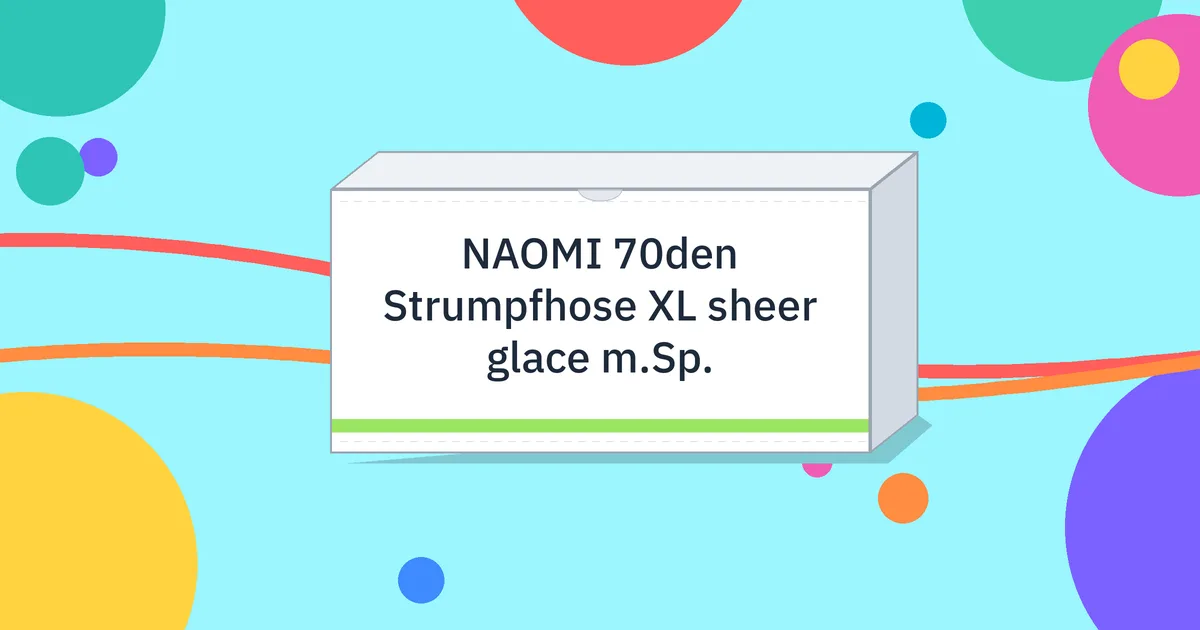 Symbolbild: Packung mit der Aufschrift NAOMI 70den Strumpfhose XL sheer glace m.Sp. (PZN 16179886) – Verfügbarkeit und Bezug in Apotheken in Frankfurt am Main