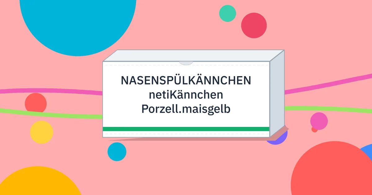 Symbolbild: Packung mit der Aufschrift NASENSPÜLKÄNNCHEN netiKännchen Porzell.maisgelb (PZN 09727471) – Verfügbarkeit und Bezug in Apotheken in Frankfurt am Main