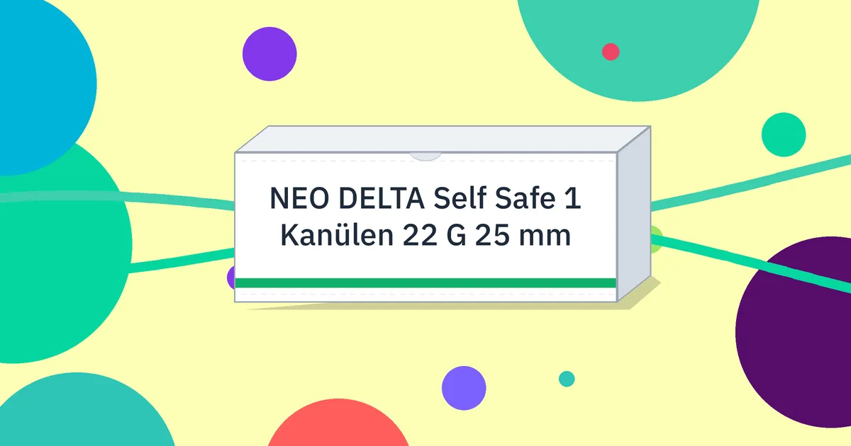 Symbolbild: Packung mit der Aufschrift NEO DELTA Self Safe 1 Kanülen 22 G 25 mm (PZN 07767070) – Verfügbarkeit und Bezug in Apotheken in Frankfurt am Main
