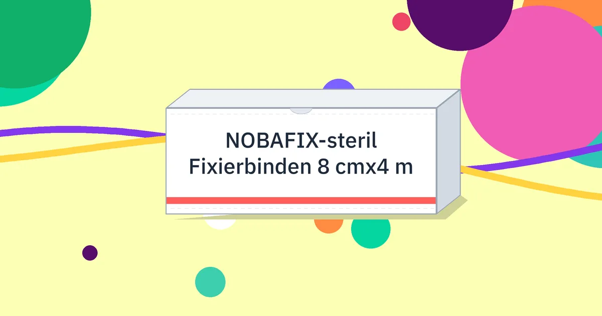 Symbolbild: Packung mit der Aufschrift NOBAFIX-steril Fixierbinden 8 cmx4 m (PZN 07127577) – Verfügbarkeit und Bezug in Apotheken in Frankfurt am Main