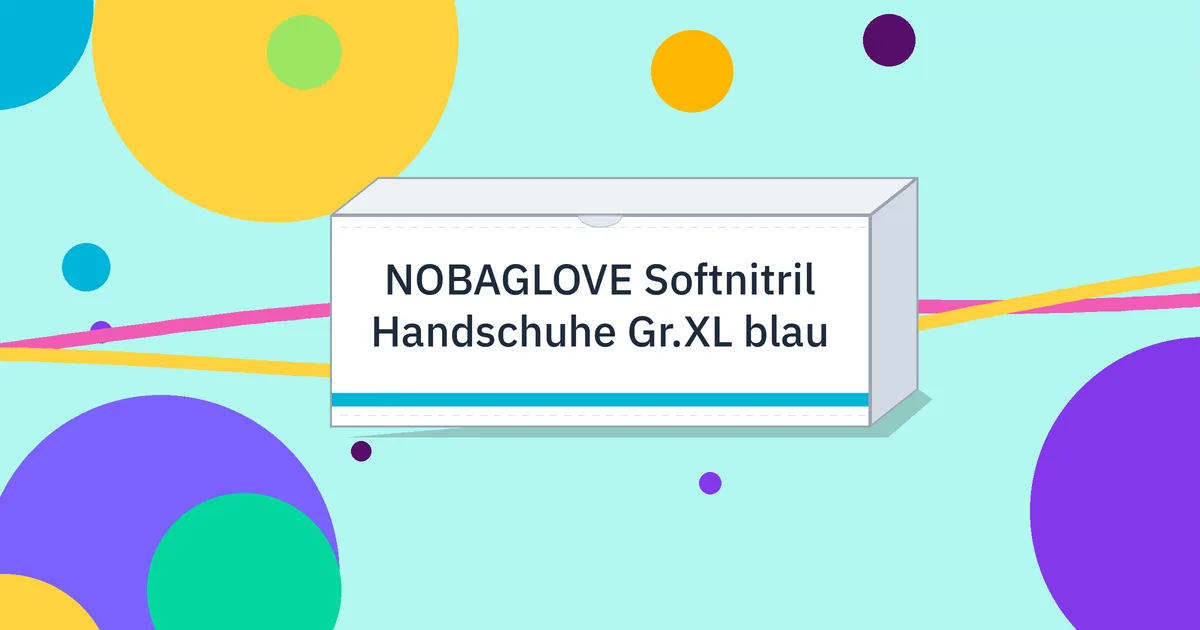 Symbolbild: Packung mit der Aufschrift NOBAGLOVE Softnitril Handschuhe Gr.XL blau (PZN 07421928) – Verfügbarkeit und Bezug in Apotheken in Frankfurt am Main