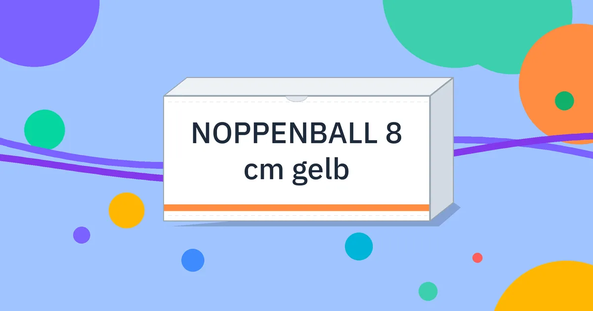 Symbolbild: Packung mit der Aufschrift NOPPENBALL 8 cm gelb (PZN 09330526) – Verfügbarkeit und Bezug in Apotheken in Frankfurt am Main