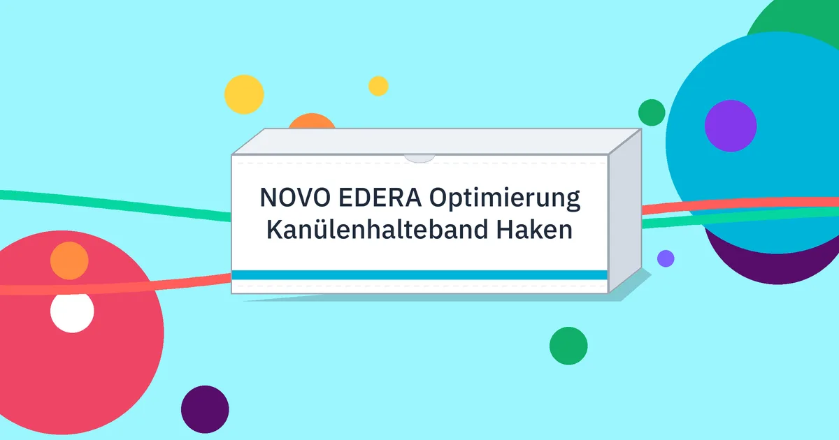 Symbolbild: Packung mit der Aufschrift NOVO EDERA Optimierung Kanülenhalteband Haken (PZN 18726418) – Verfügbarkeit und Bezug in Apotheken in Frankfurt am Main