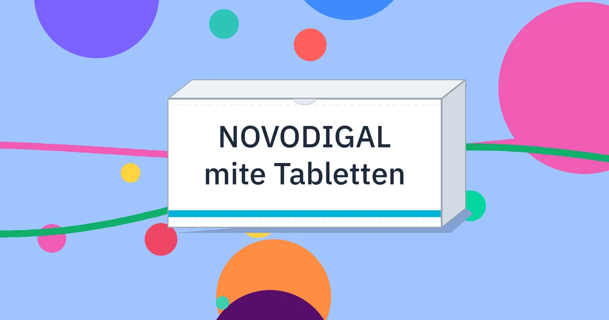 Symbolbild: Packung mit der Aufschrift NOVODIGAL mite Tabletten (PZN 01414488) – Verfügbarkeit und Bezug in Apotheken in Frankfurt am Main
