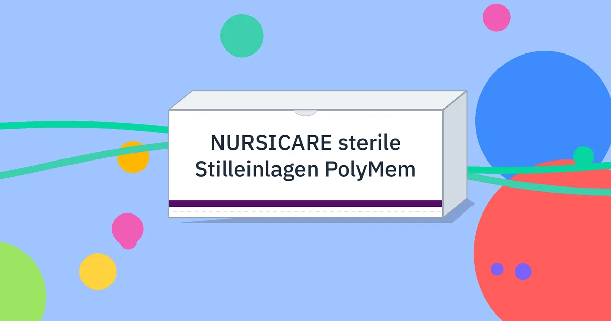 Symbolbild: Packung mit der Aufschrift NURSICARE sterile Stilleinlagen PolyMem (PZN 13581903) – Verfügbarkeit und Bezug in Apotheken in Frankfurt am Main