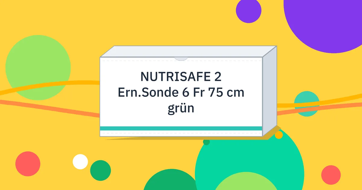 Symbolbild: Packung mit der Aufschrift NUTRISAFE 2 Ern.Sonde 6 Fr 75 cm grün (PZN 20066366) – Verfügbarkeit und Bezug in Apotheken in Frankfurt am Main