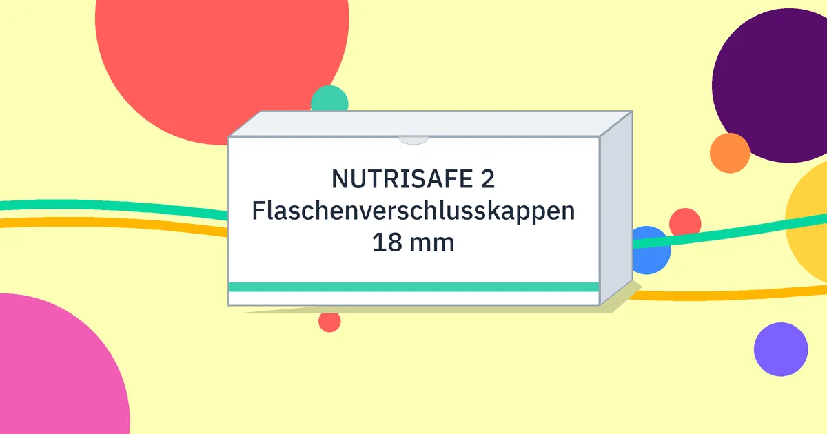 Symbolbild: Packung mit der Aufschrift NUTRISAFE 2 Flaschenverschlusskappen 18 mm (PZN 09527298) – Verfügbarkeit und Bezug in Apotheken in Frankfurt am Main