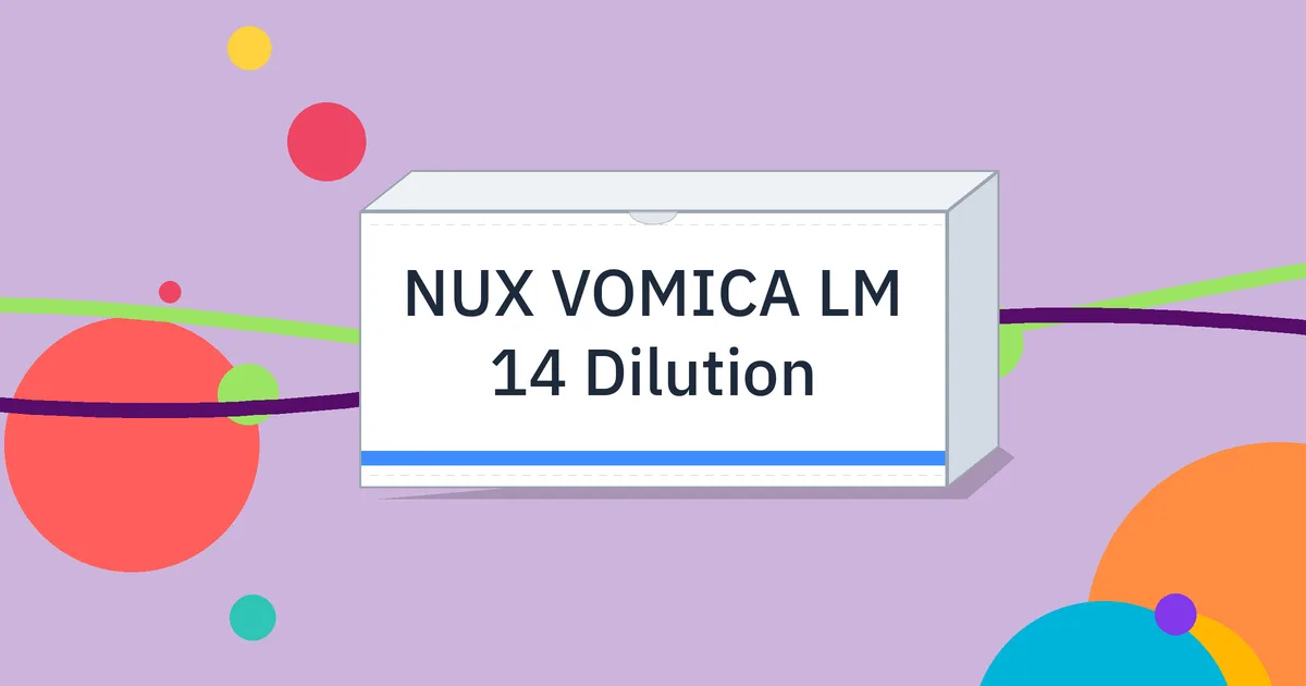 Symbolbild: Packung mit der Aufschrift NUX VOMICA LM 14 Dilution (PZN 12970436) – Verfügbarkeit und Bezug in Apotheken in Frankfurt am Main