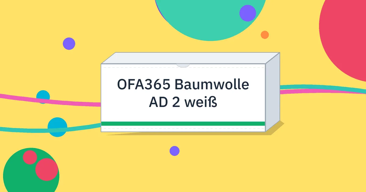 Symbolbild: Packung mit der Aufschrift OFA365 Baumwolle AD 2 weiß (PZN 16723663) – Verfügbarkeit und Bezug in Apotheken in Frankfurt am Main
