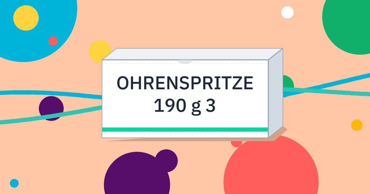 Symbolbild: Packung mit der Aufschrift OHRENSPRITZE 190 g 3 (PZN 03186560) – Verfügbarkeit und Bezug in Apotheken in Frankfurt am Main
