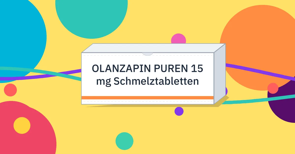 Symbolbild: Packung mit der Aufschrift OLANZAPIN PUREN 15 mg Schmelztabletten (PZN 18700844) – Verfügbarkeit und Bezug in Apotheken in Frankfurt am Main