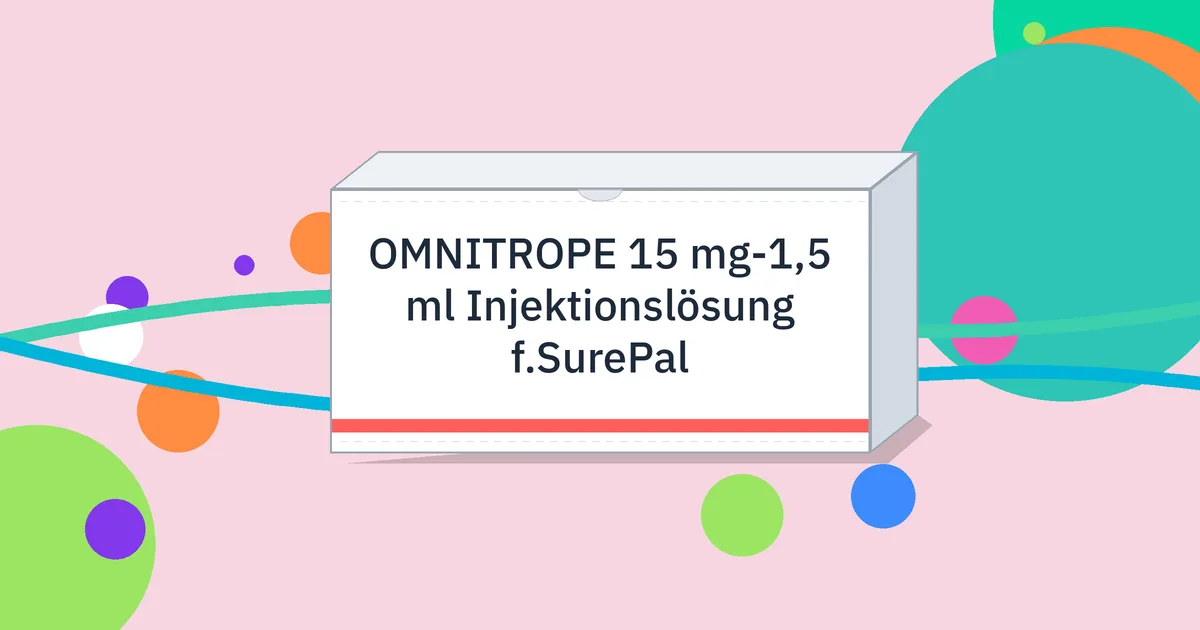 Symbolbild: Packung mit der Aufschrift OMNITROPE 15 mg-1,5 ml Injektionslösung f.SurePal (PZN 16897245) – Verfügbarkeit und Bezug in Apotheken in Frankfurt am Main