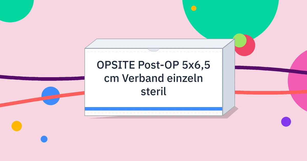 Symbolbild: Packung mit der Aufschrift OPSITE Post-OP 5x6,5 cm Verband einzeln steril (PZN 16150612) – Verfügbarkeit und Bezug in Apotheken in Frankfurt am Main