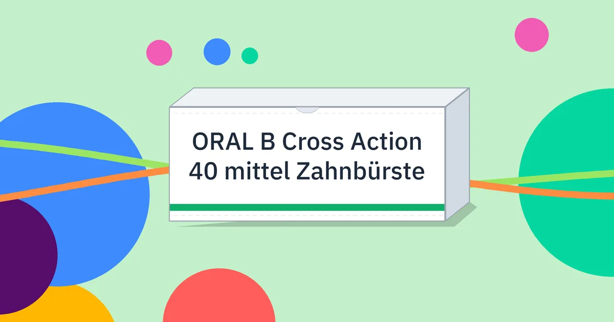Symbolbild: Packung mit der Aufschrift ORAL B Cross Action 40 mittel Zahnbürste (PZN 00594117) – Verfügbarkeit und Bezug in Apotheken in Frankfurt am Main