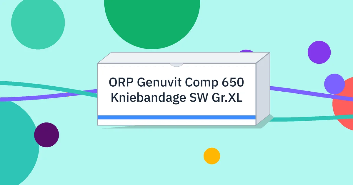 Symbolbild: Packung mit der Aufschrift ORP Genuvit Comp 650 Kniebandage SW Gr.XL (PZN 05360447) – Verfügbarkeit und Bezug in Apotheken in Frankfurt am Main