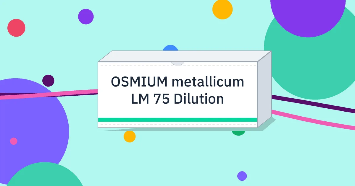Symbolbild: Packung mit der Aufschrift OSMIUM metallicum LM 75 Dilution (PZN 12974262) – Verfügbarkeit und Bezug in Apotheken in Frankfurt am Main