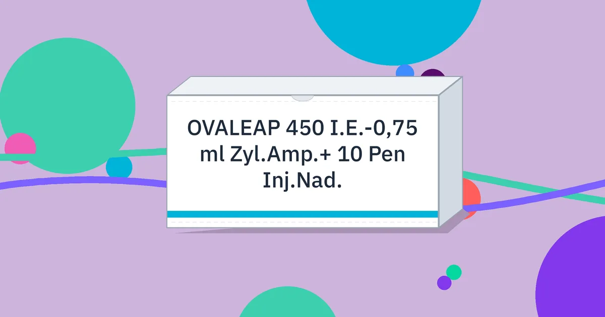 Symbolbild: Packung mit der Aufschrift OVALEAP 450 I.E.-0,75 ml Zyl.Amp.+ 10 Pen Inj.Nad. (PZN 13351942) – Verfügbarkeit und Bezug in Apotheken in Frankfurt am Main