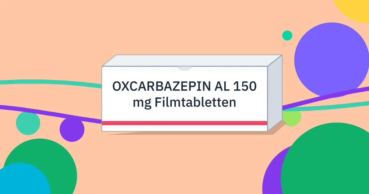 Symbolbild: Packung mit der Aufschrift OXCARBAZEPIN AL 150 mg Filmtabletten (PZN 01719822) – Verfügbarkeit und Bezug in Apotheken in Frankfurt am Main