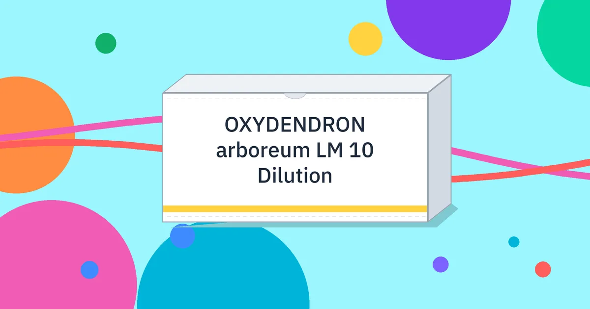 Symbolbild: Packung mit der Aufschrift OXYDENDRON arboreum LM 10 Dilution (PZN 13629389) – Verfügbarkeit und Bezug in Apotheken in Frankfurt am Main