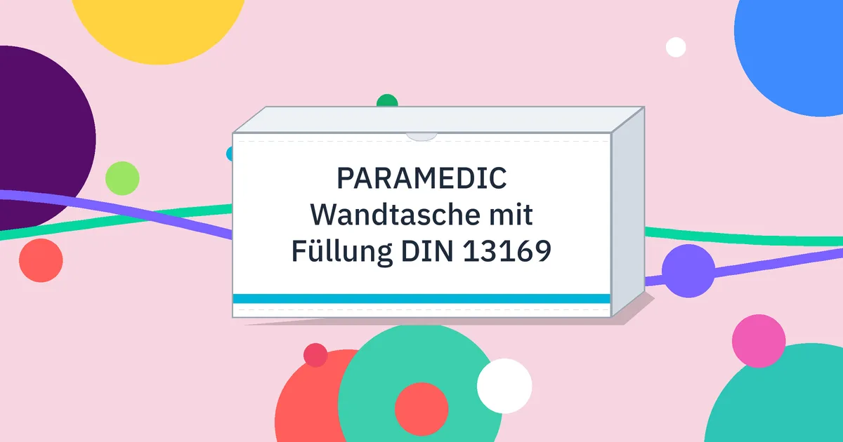 Symbolbild: Packung mit der Aufschrift PARAMEDIC Wandtasche mit Füllung DIN 13169 (PZN 12597061) – Verfügbarkeit und Bezug in Apotheken in Frankfurt am Main