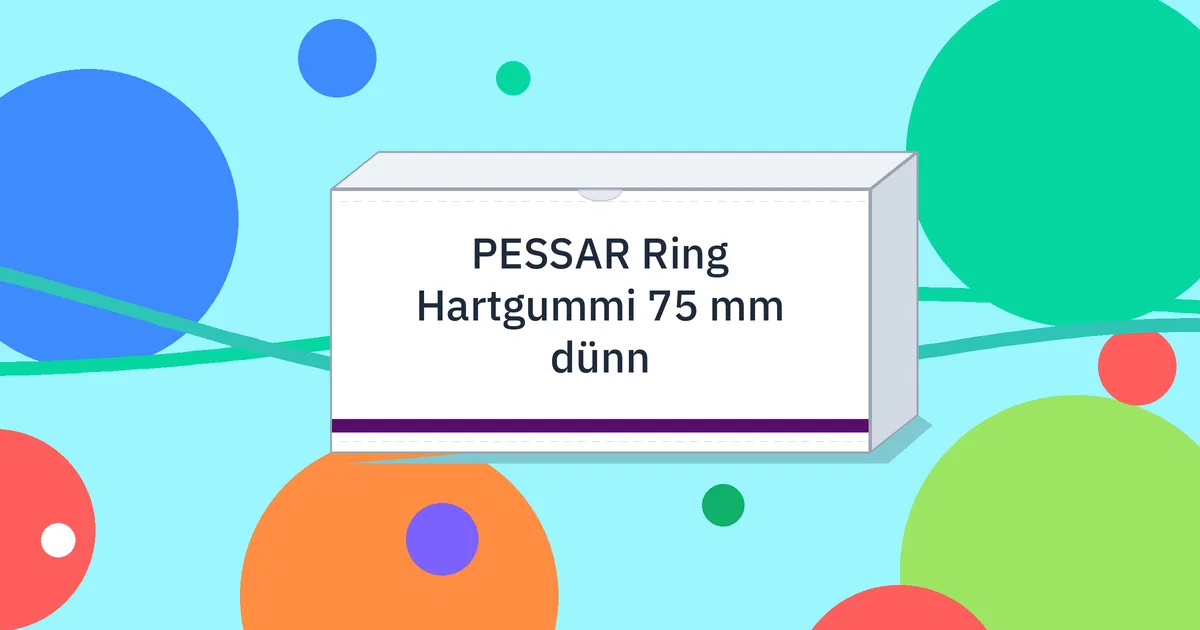Symbolbild: Packung mit der Aufschrift PESSAR Ring Hartgummi 75 mm dünn (PZN 01733259) – Verfügbarkeit und Bezug in Apotheken in Frankfurt am Main