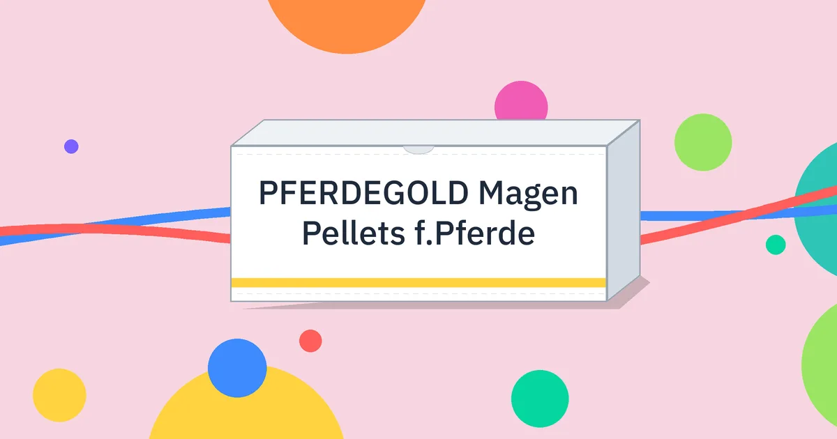 Symbolbild: Packung mit der Aufschrift PFERDEGOLD Magen Pellets f.Pferde (PZN 17613563) – Verfügbarkeit und Bezug in Apotheken in Frankfurt am Main