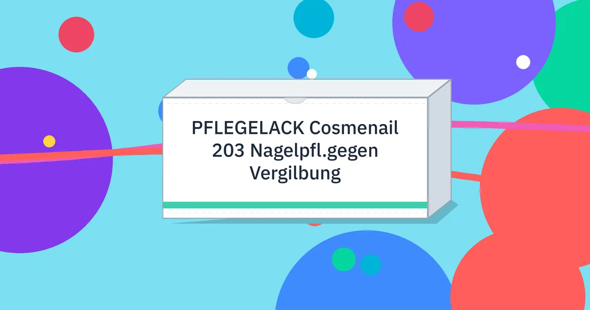 Symbolbild: Packung mit der Aufschrift PFLEGELACK Cosmenail 203 Nagelpfl.gegen Vergilbung (PZN 11688554) – Verfügbarkeit und Bezug in Apotheken in Frankfurt am Main