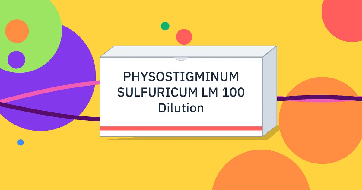 Symbolbild: Packung mit der Aufschrift PHYSOSTIGMINUM SULFURICUM LM 100 Dilution (PZN 13640497) – Verfügbarkeit und Bezug in Apotheken in Frankfurt am Main