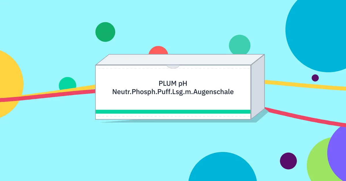 Symbolbild: Packung mit der Aufschrift PLUM pH Neutr.Phosph.Puff.Lsg.m.Augenschale (PZN 04397394) – Verfügbarkeit und Bezug in Apotheken in Frankfurt am Main
