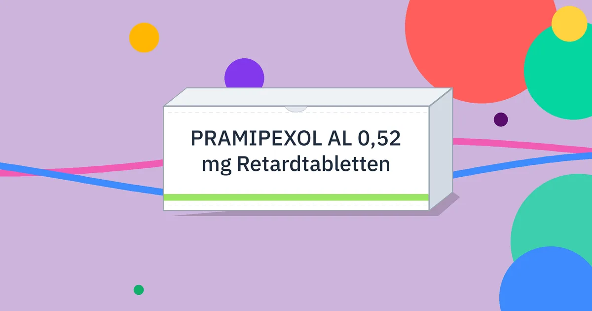 Symbolbild: Packung mit der Aufschrift PRAMIPEXOL AL 0,52 mg Retardtabletten (PZN 15785567) – Verfügbarkeit und Bezug in Apotheken in Frankfurt am Main