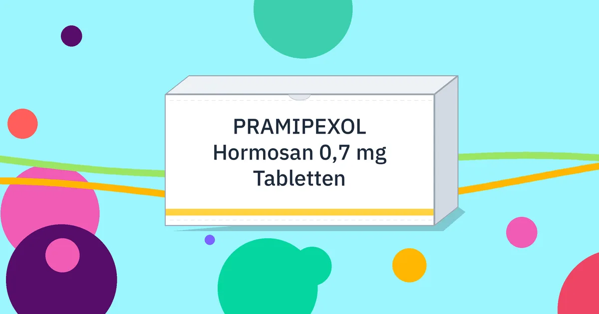Symbolbild: Packung mit der Aufschrift PRAMIPEXOL Hormosan 0,7 mg Tabletten (PZN 07609460) – Verfügbarkeit und Bezug in Apotheken in Frankfurt am Main