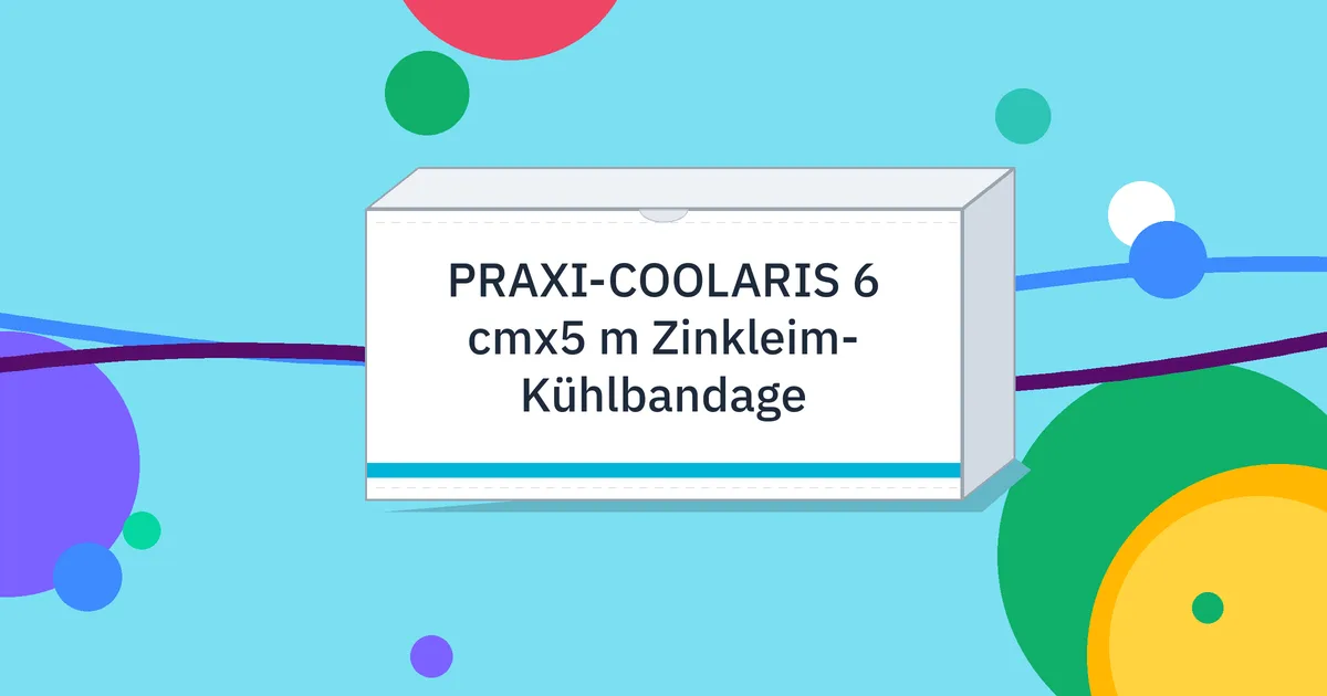 Symbolbild: Packung mit der Aufschrift PRAXI-COOLARIS 6 cmx5 m Zinkleim-Kühlbandage (PZN 12825527) – Verfügbarkeit und Bezug in Apotheken in Frankfurt am Main