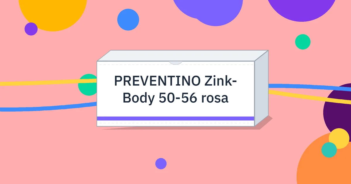 Symbolbild: Packung mit der Aufschrift PREVENTINO Zink-Body 50-56 rosa (PZN 12447545) – Verfügbarkeit und Bezug in Apotheken in Frankfurt am Main
