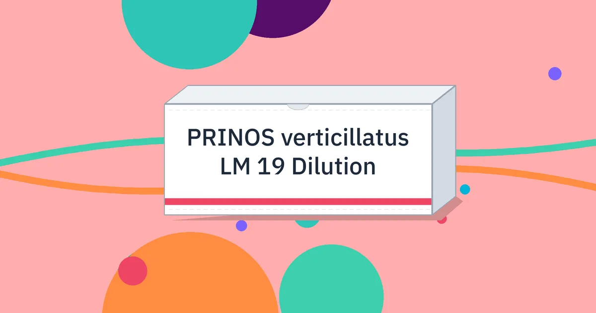 Symbolbild: Packung mit der Aufschrift PRINOS verticillatus LM 19 Dilution (PZN 13668030) – Verfügbarkeit und Bezug in Apotheken in Frankfurt am Main