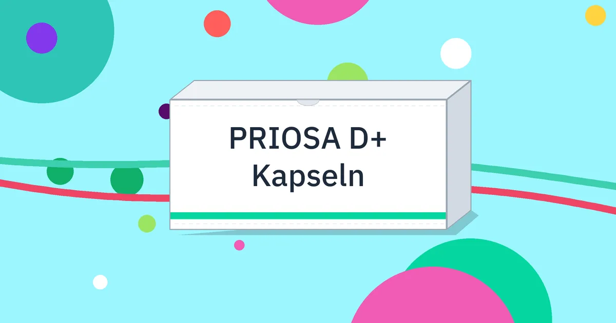 Symbolbild: Packung mit der Aufschrift PRIOSA D+ Kapseln (PZN 19166105) – Verfügbarkeit und Bezug in Apotheken in Frankfurt am Main