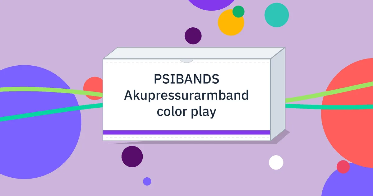 Symbolbild: Packung mit der Aufschrift PSIBANDS Akupressurarmband color play (PZN 16733319) – Verfügbarkeit und Bezug in Apotheken in Frankfurt am Main