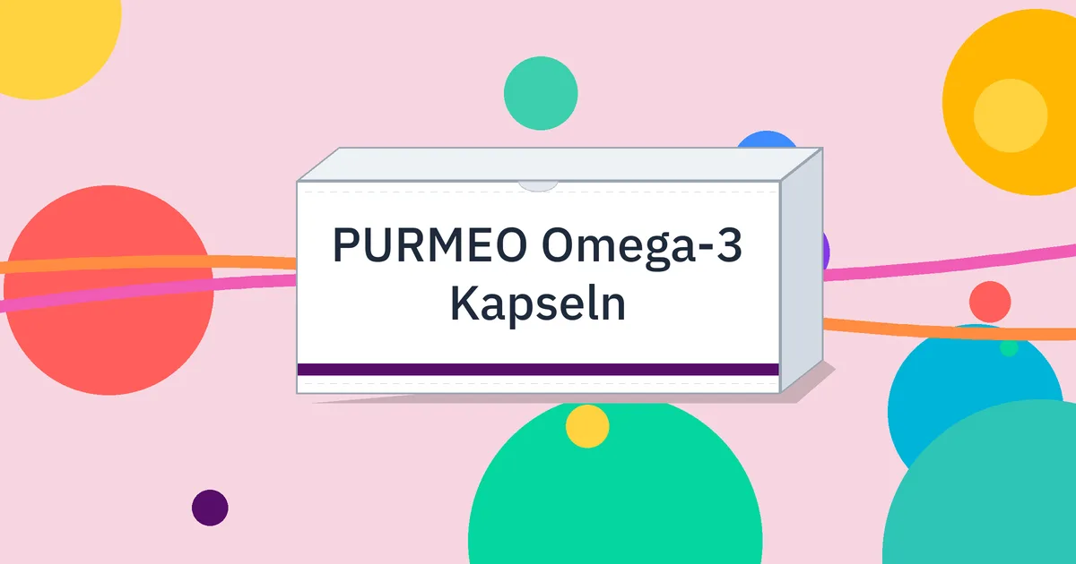 Symbolbild: Packung mit der Aufschrift PURMEO Omega-3 Kapseln (PZN 20126619) – Verfügbarkeit und Bezug in Apotheken in Frankfurt am Main