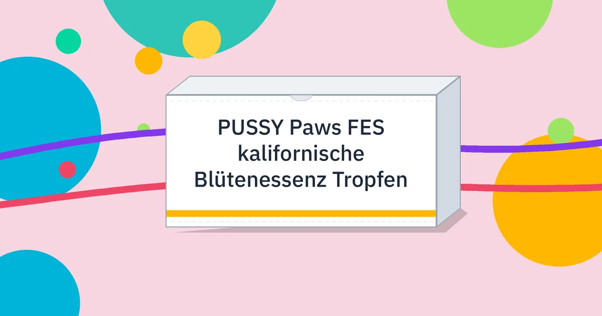 Symbolbild: Packung mit der Aufschrift PUSSY Paws FES kalifornische Blütenessenz Tropfen (PZN 18810024) – Verfügbarkeit und Bezug in Apotheken in Frankfurt am Main