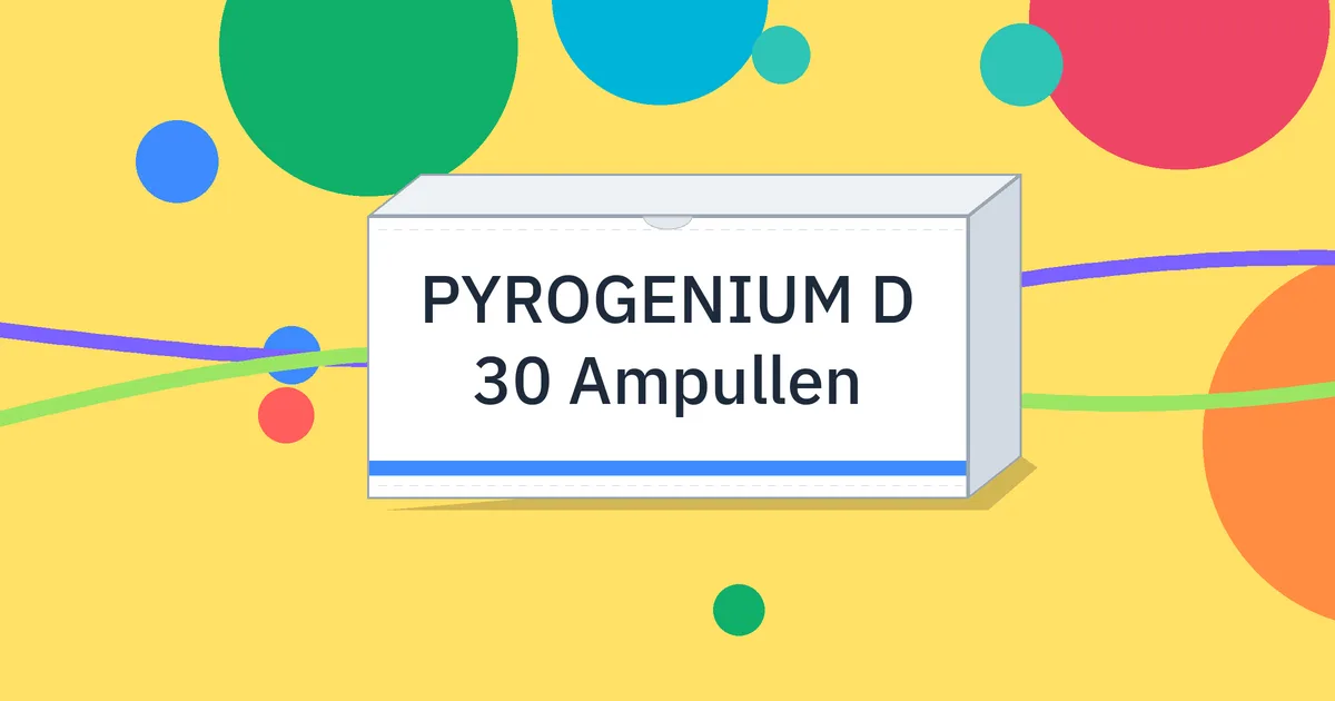 Symbolbild: Packung mit der Aufschrift PYROGENIUM D 30 Ampullen (PZN 11707866) – Verfügbarkeit und Bezug in Apotheken in Frankfurt am Main
