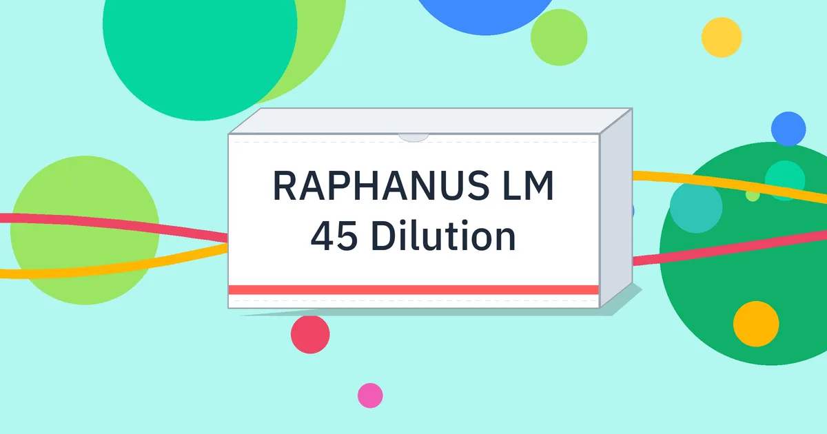 Symbolbild: Packung mit der Aufschrift RAPHANUS LM 45 Dilution (PZN 13677419) – Verfügbarkeit und Bezug in Apotheken in Frankfurt am Main