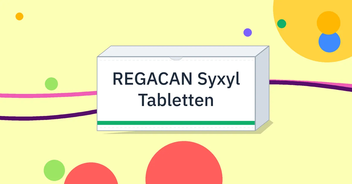 Symbolbild: Packung mit der Aufschrift REGACAN Syxyl Tabletten (PZN 01754451) – Verfügbarkeit und Bezug in Apotheken in Frankfurt am Main