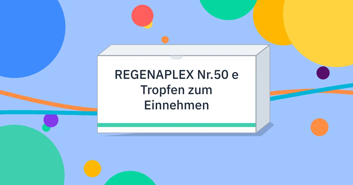 Symbolbild: Packung mit der Aufschrift REGENAPLEX Nr.50 e Tropfen zum Einnehmen (PZN 03903501) – Verfügbarkeit und Bezug in Apotheken in Frankfurt am Main