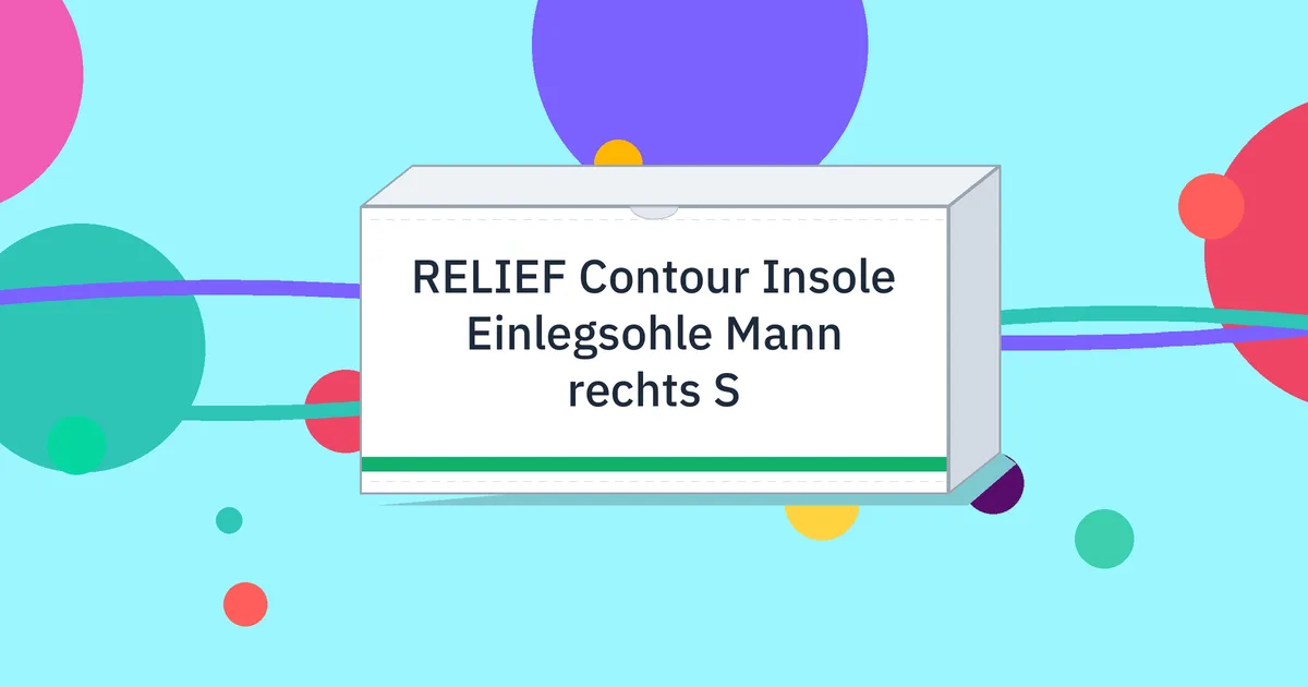 Symbolbild: Packung mit der Aufschrift RELIEF Contour Insole Einlegsohle Mann rechts S (PZN 14255531) – Verfügbarkeit und Bezug in Apotheken in Frankfurt am Main