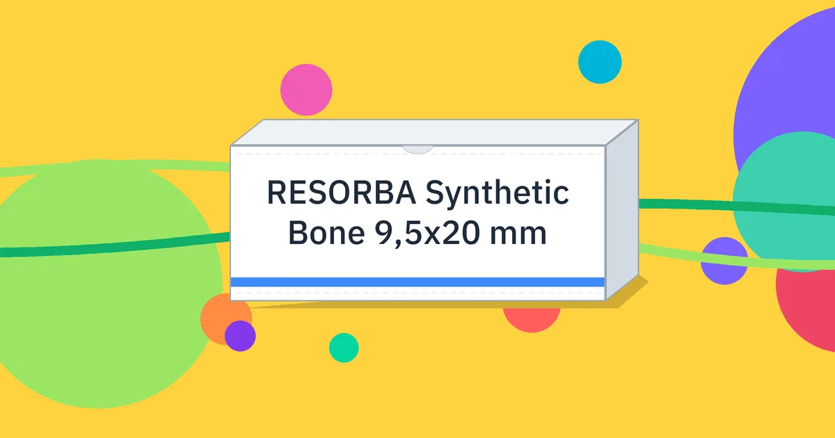 Symbolbild: Packung mit der Aufschrift RESORBA Synthetic Bone 9,5x20 mm (PZN 16857234) – Verfügbarkeit und Bezug in Apotheken in Frankfurt am Main