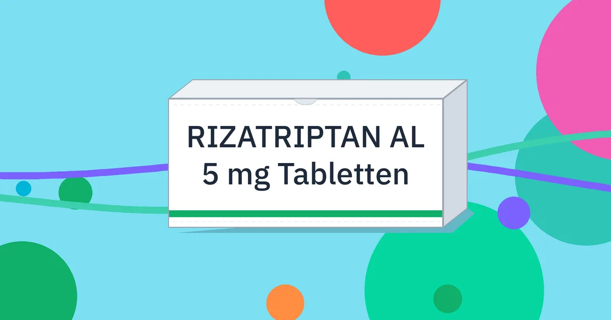 Symbolbild: Packung mit der Aufschrift RIZATRIPTAN AL 5 mg Tabletten (PZN 01496109) – Verfügbarkeit und Bezug in Apotheken in Frankfurt am Main