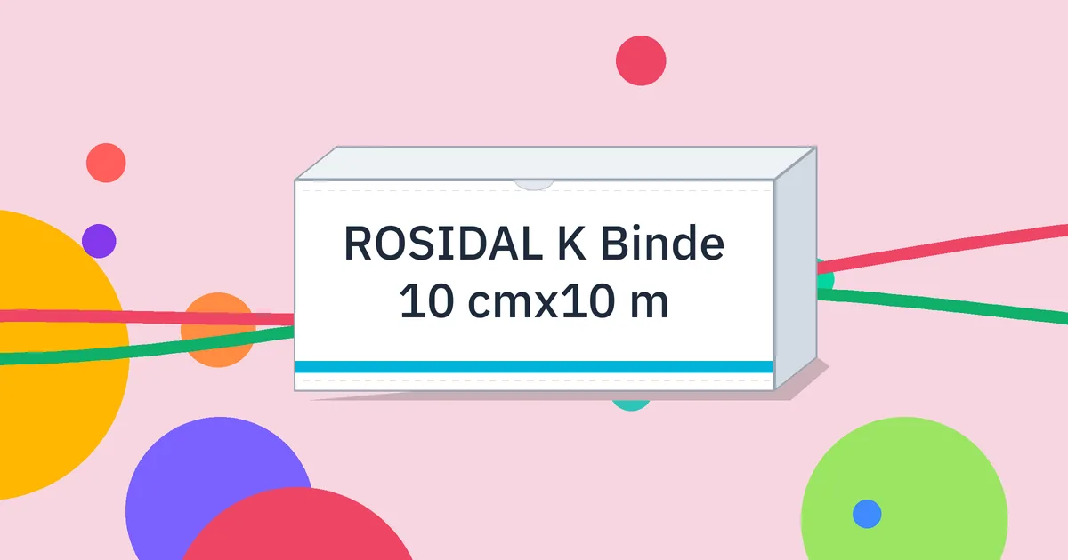 Symbolbild: Packung mit der Aufschrift ROSIDAL K Binde 10 cmx10 m (PZN 02663986) – Verfügbarkeit und Bezug in Apotheken in Frankfurt am Main