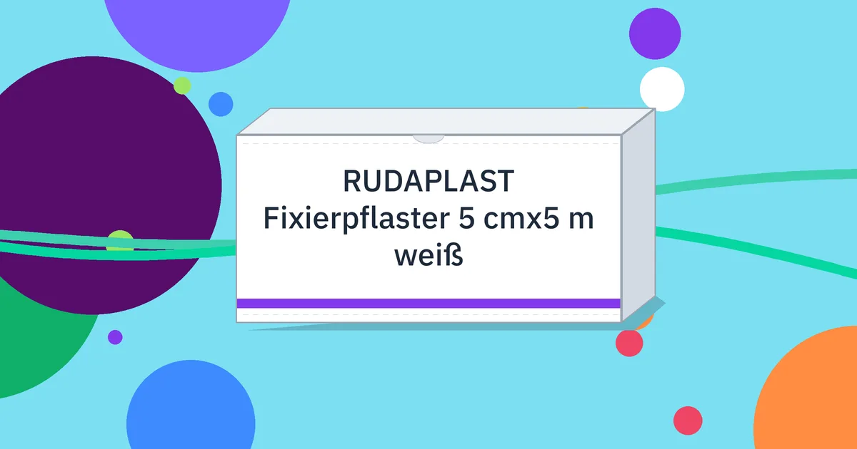 Symbolbild: Packung mit der Aufschrift RUDAPLAST Fixierpflaster 5 cmx5 m weiß (PZN 15892837) – Verfügbarkeit und Bezug in Apotheken in Frankfurt am Main