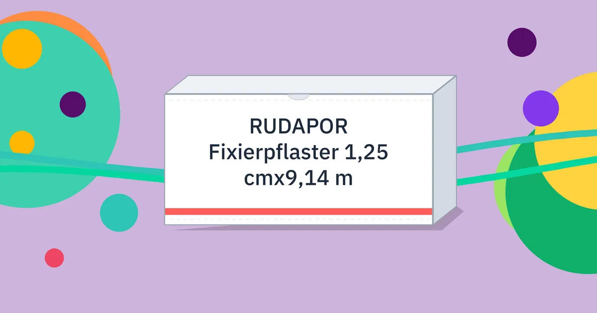 Symbolbild: Packung mit der Aufschrift RUDAPOR Fixierpflaster 1,25 cmx9,14 m (PZN 15892872) – Verfügbarkeit und Bezug in Apotheken in Frankfurt am Main