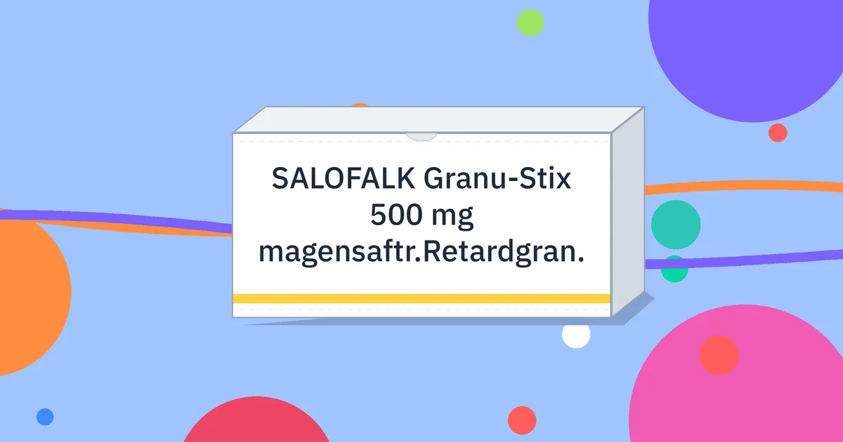 Symbolbild: Packung mit der Aufschrift SALOFALK Granu-Stix 500 mg magensaftr.Retardgran. (PZN 02145501) – Verfügbarkeit und Bezug in Apotheken in Frankfurt am Main